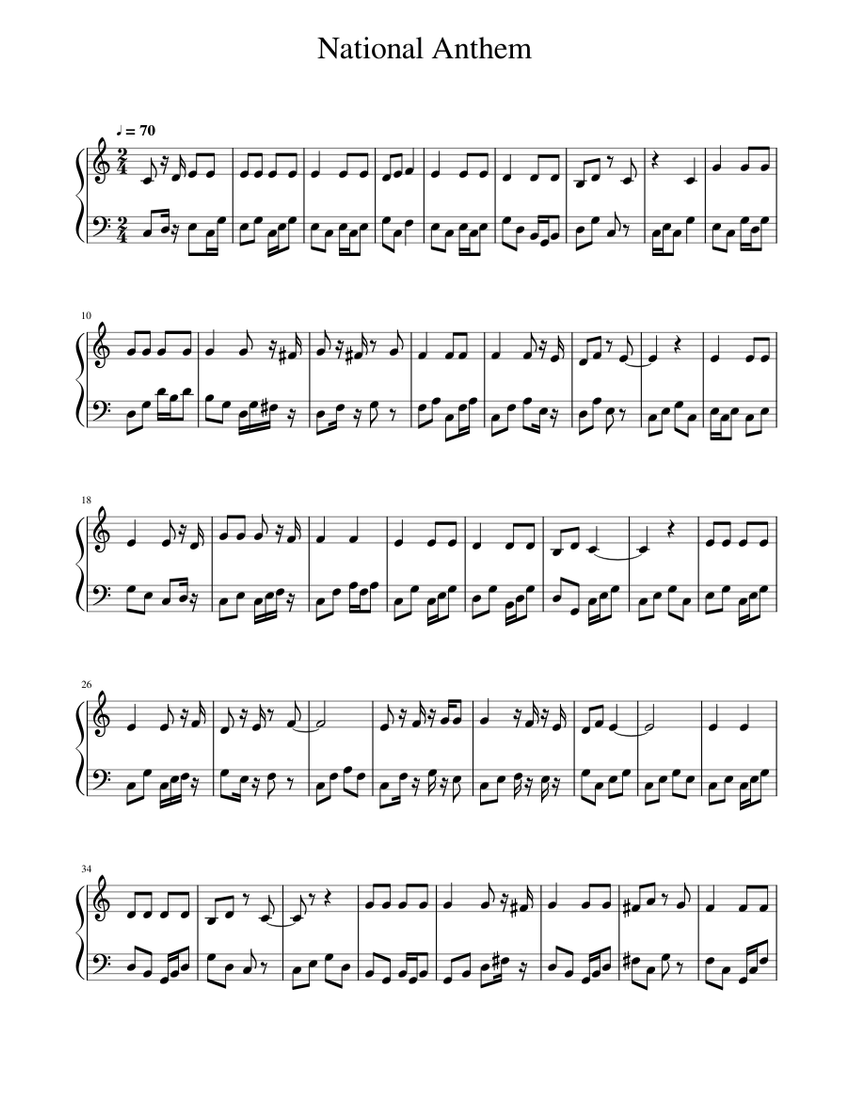 National Anthem Sheet music for Piano (Solo) | Musescore.com