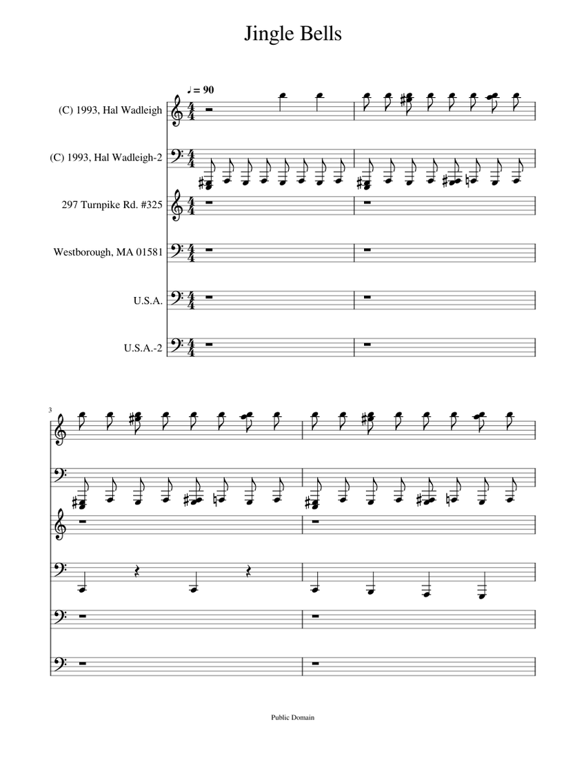 Jingle Bells Sheet music for Piano, Soprano, Tuba, Synthesizer (Mixed ...