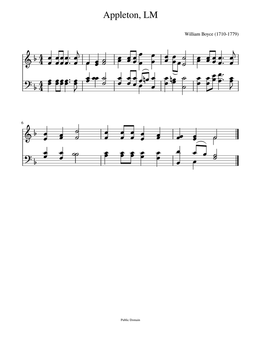 Appleton - William Boyce Sheet music for Piano (Piano Duo) | Musescore.com