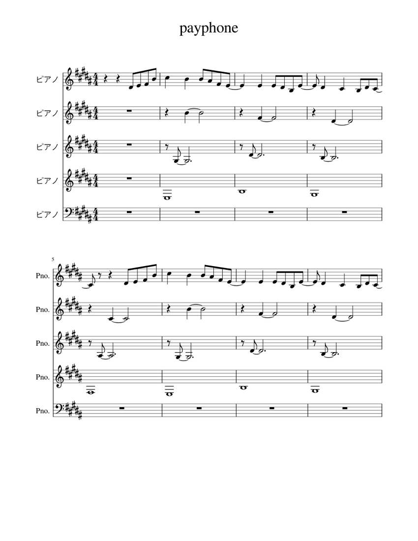 payphone Sheet music for Piano (Mixed Quintet) | Musescore.com