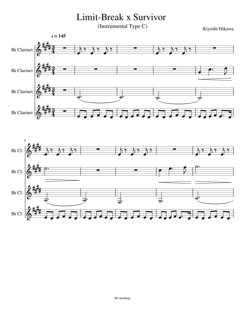 Limit Break x Survivor Sheet music for Clarinet in b-flat (Woodwind ...