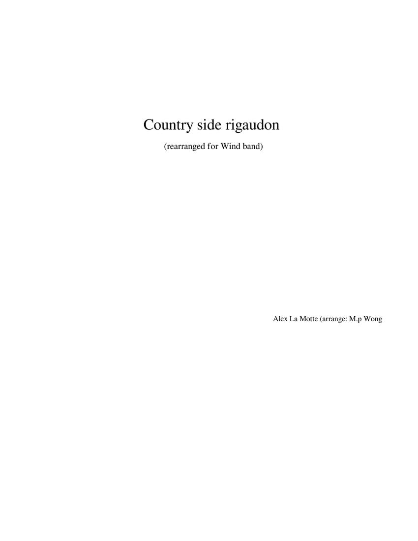 Countryside rigadoon (for chamber wind orchestra Sheet music for ...
