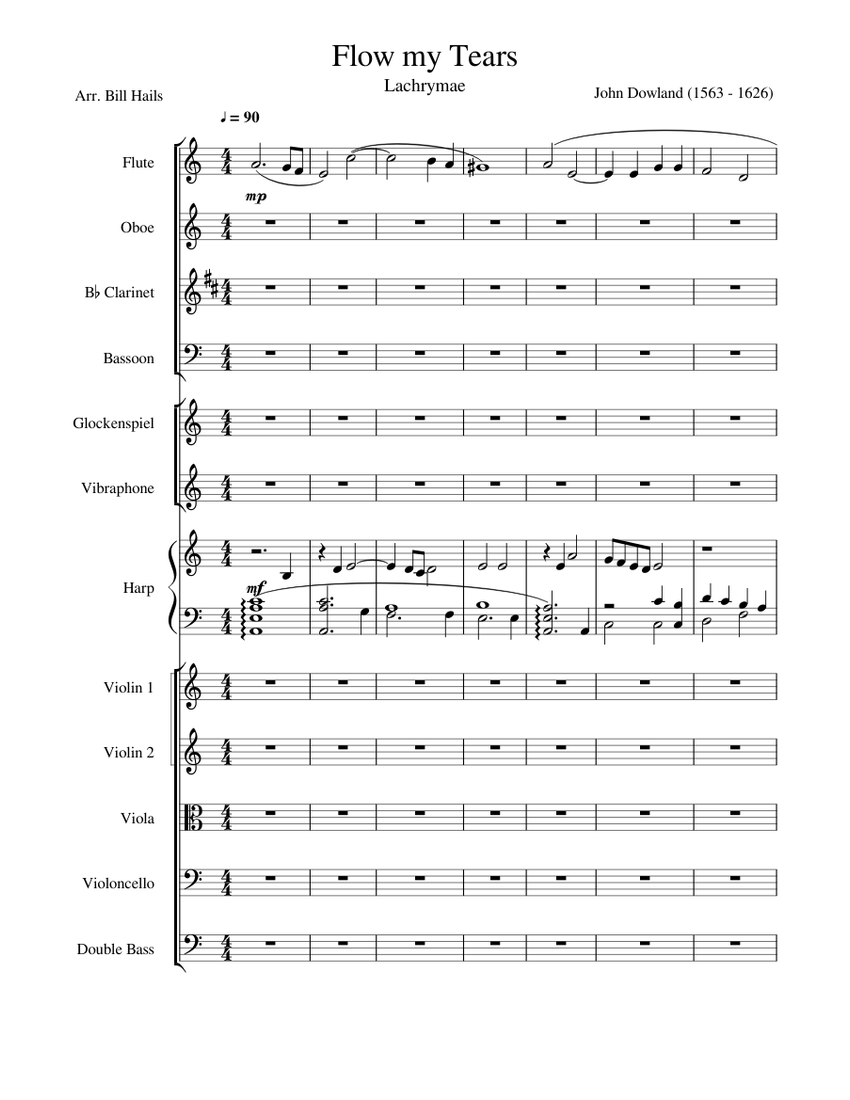 Flow my Tears Sheet Music for Flute, Oboe, Clarinet in b-flat, Bassoon ...