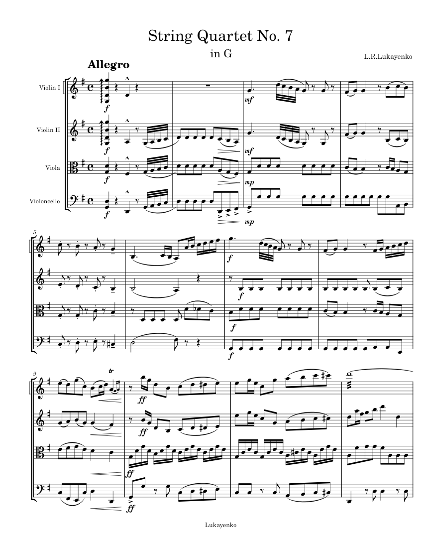 String Quartet No. 7 - piano tutorial