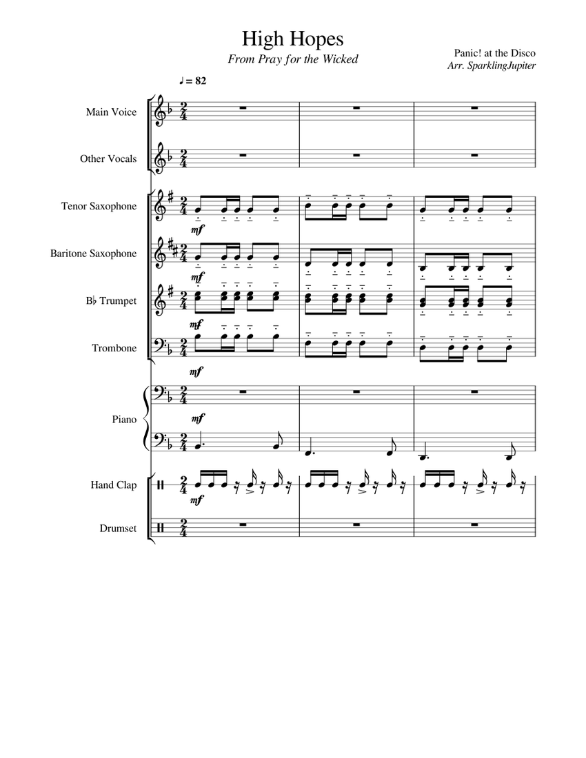 High Hopes - Panic! at the Disco Sheet Music for Piano, Trombone, Flute ...