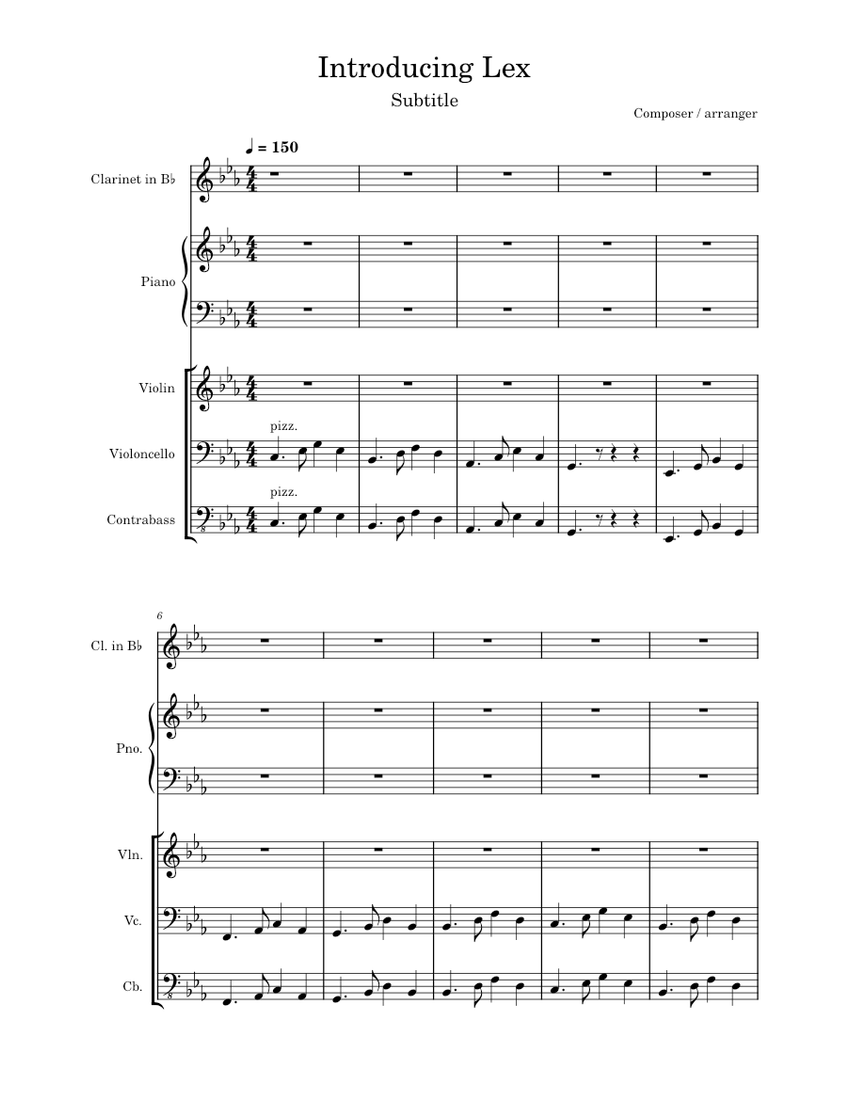 Untitled score Sheet music for Piano, Violin, Cello, Clarinet other ...