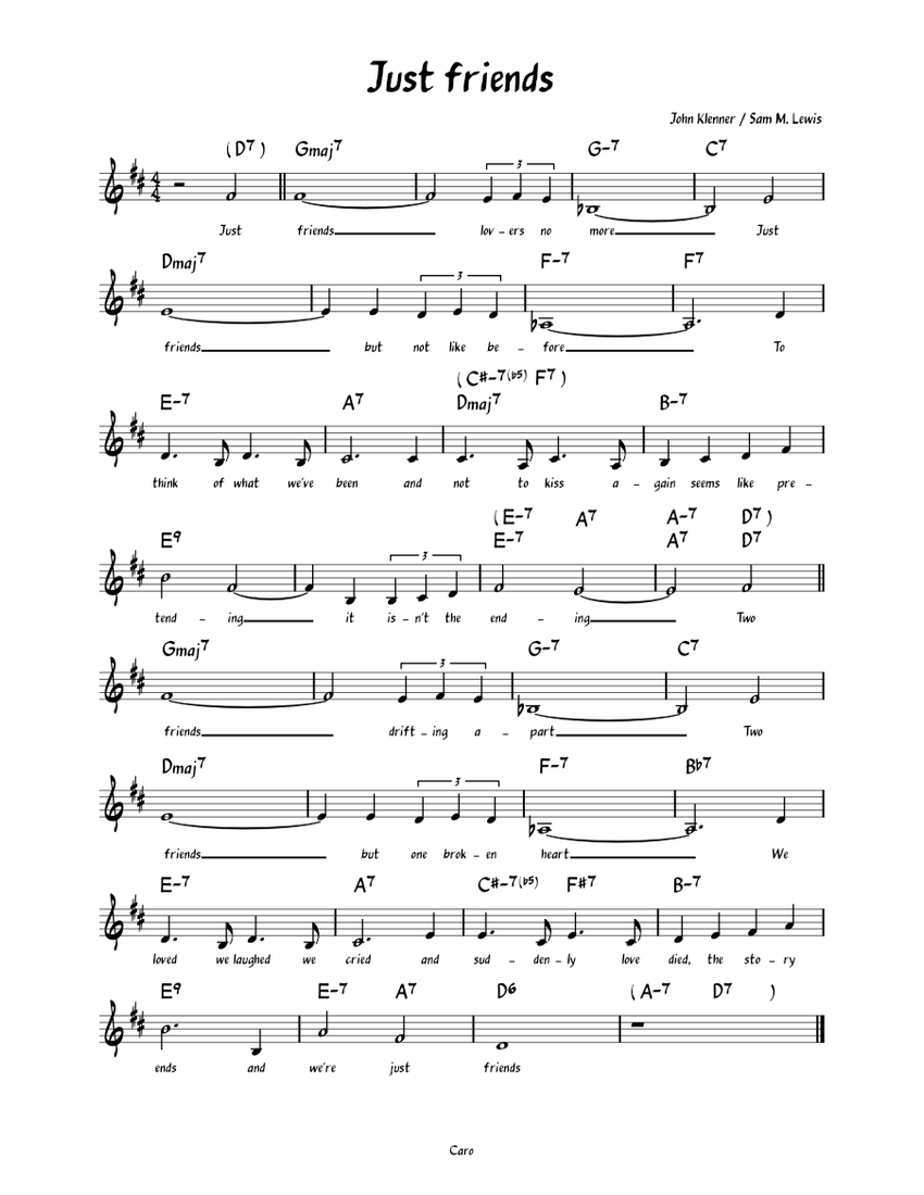 Just friends Sheet Music with Chords for Piano (Solo) | MuseScore.com