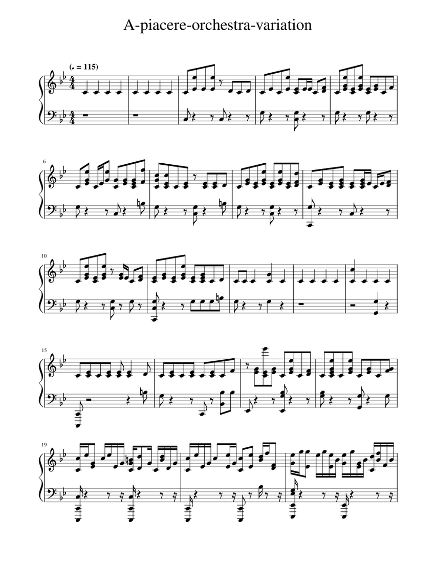 A-piacere-orchestra-variation Sheet music for Piano (Solo) | Musescore.com