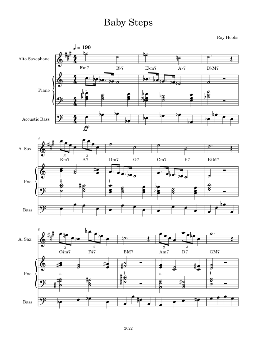 Baby_Steps - Raymond Hobbs Sheet Music with Chords for Piano, Saxophone ...