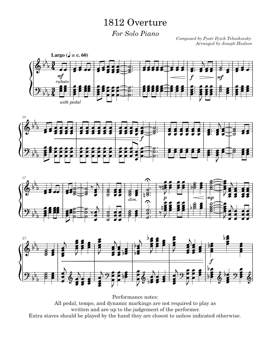 1812 Overture - Tchaikovsky Sheet Music for Piano (Solo) | MuseScore.com