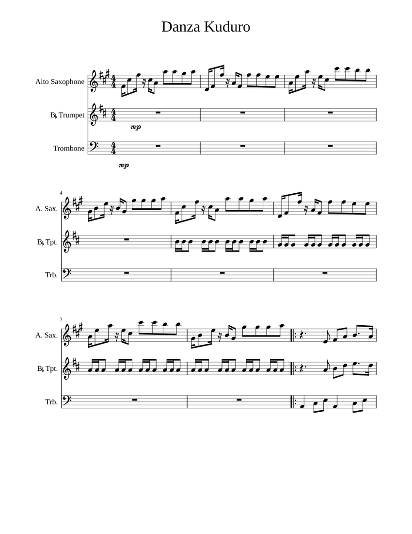 Danza Kuduro Sheet music for Trombone (Solo) | Musescore.com