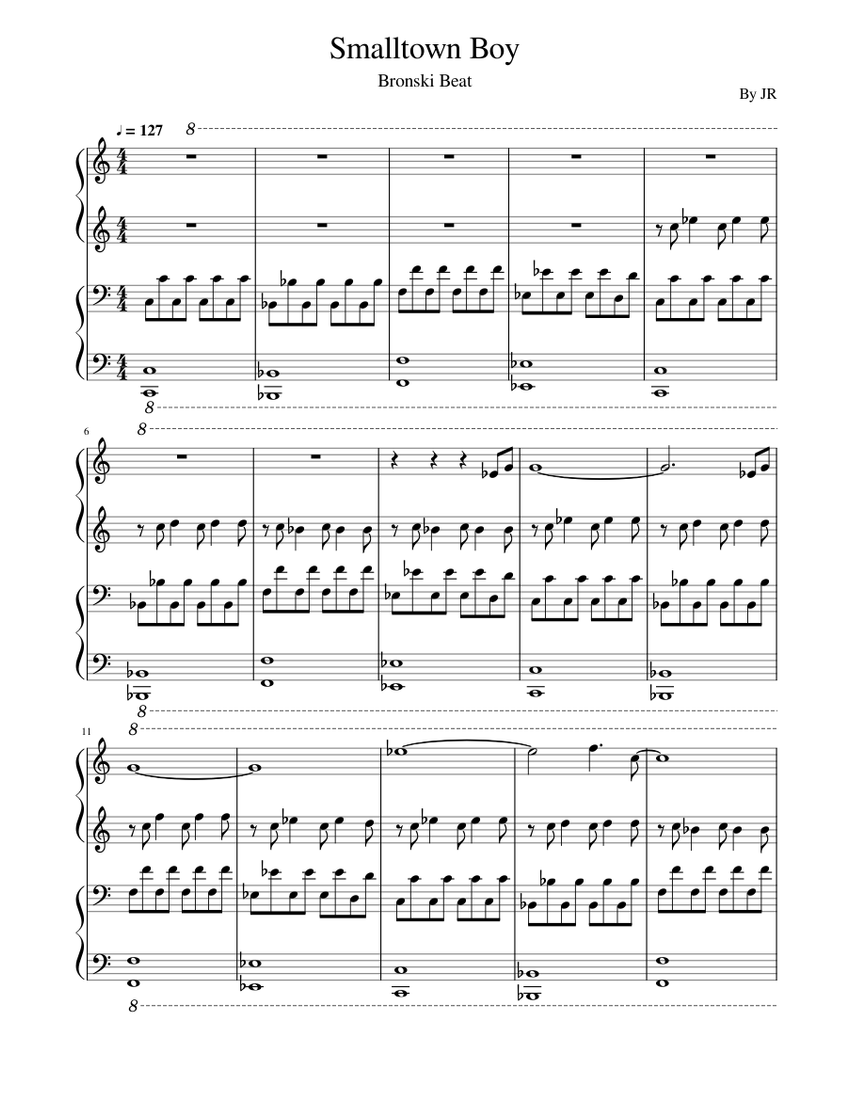 Small Town Boy - Bronski Beat Sheet music for Piano (Piano Duo ...