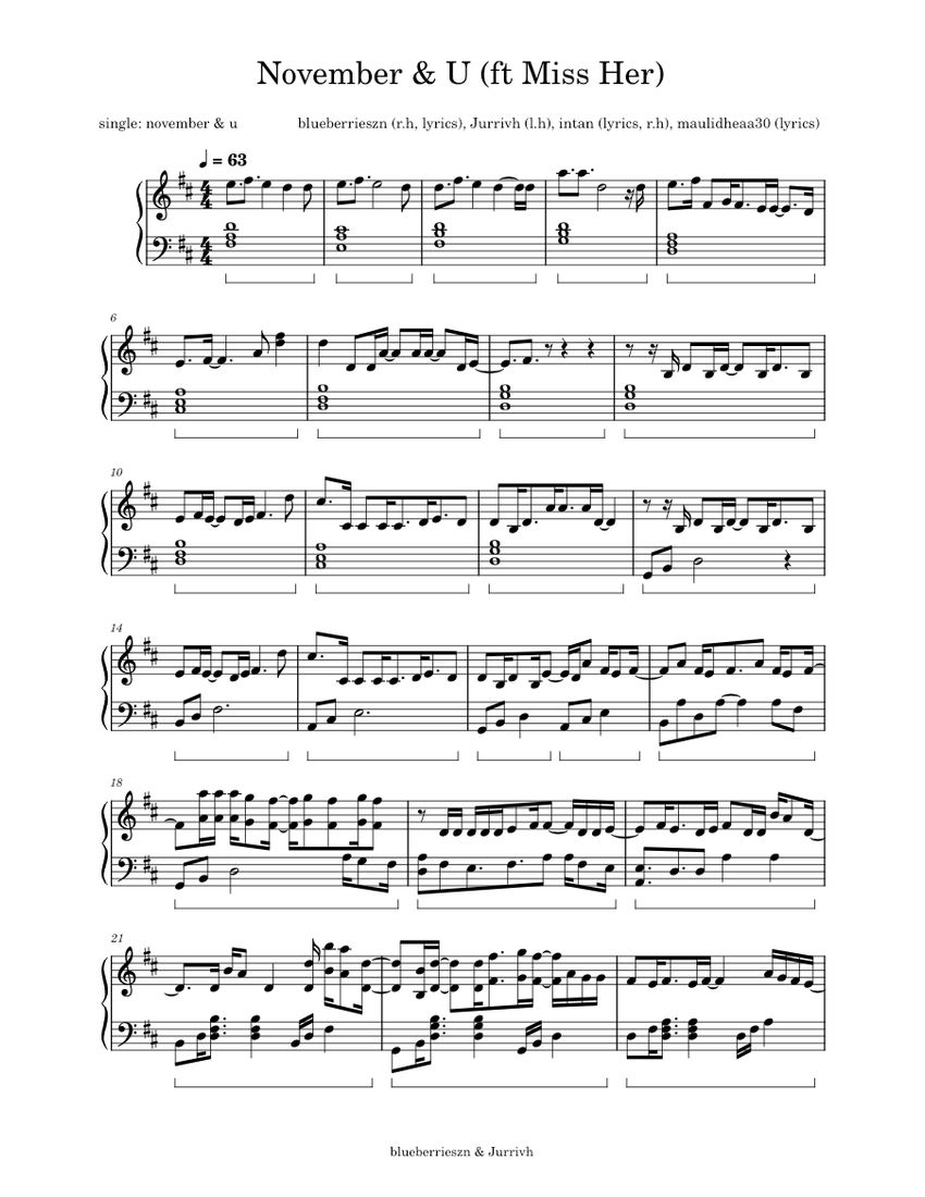 November & U [original by blueberrieszn] Sheet music for Piano (Solo ...