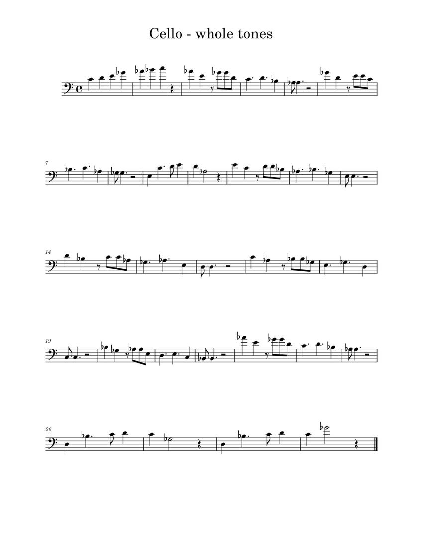 Cello - whole tones Sheet music for Cello (Solo) | Musescore.com