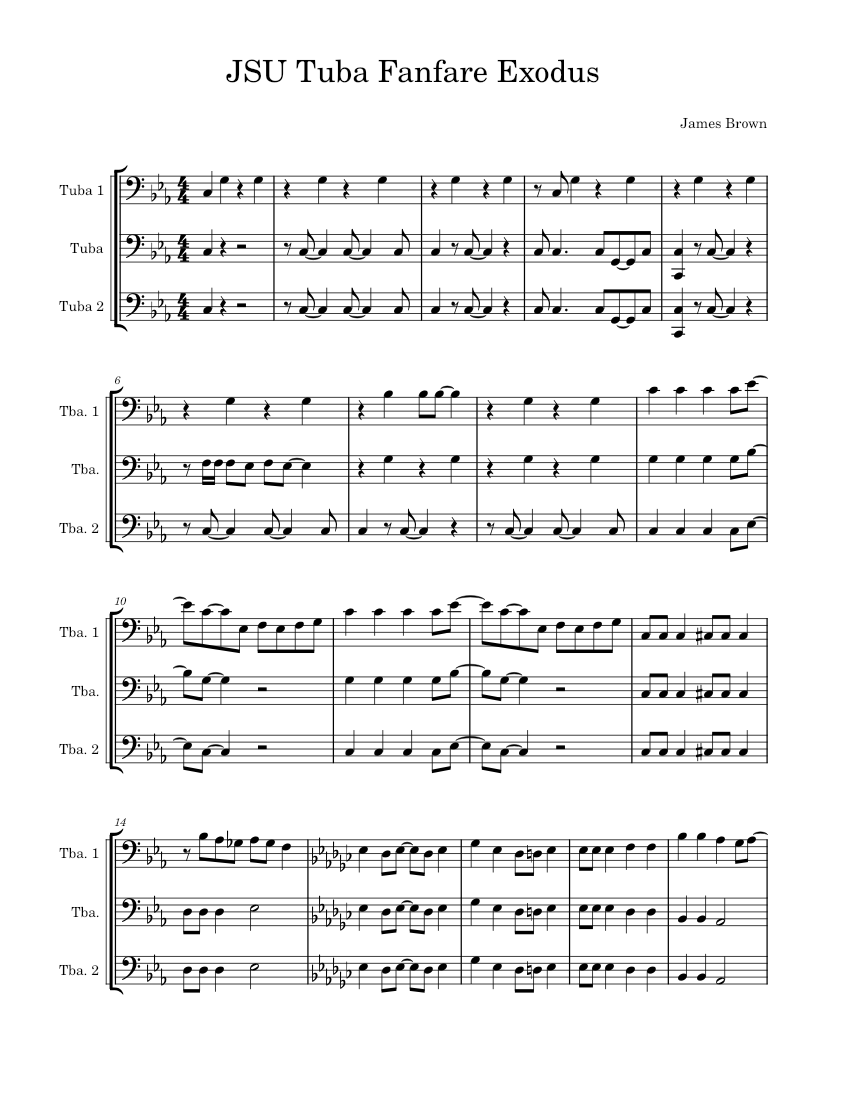 JSU Tuba Fanfare Exodus Sheet Music for Tuba (Mixed Trio) | MuseScore.com