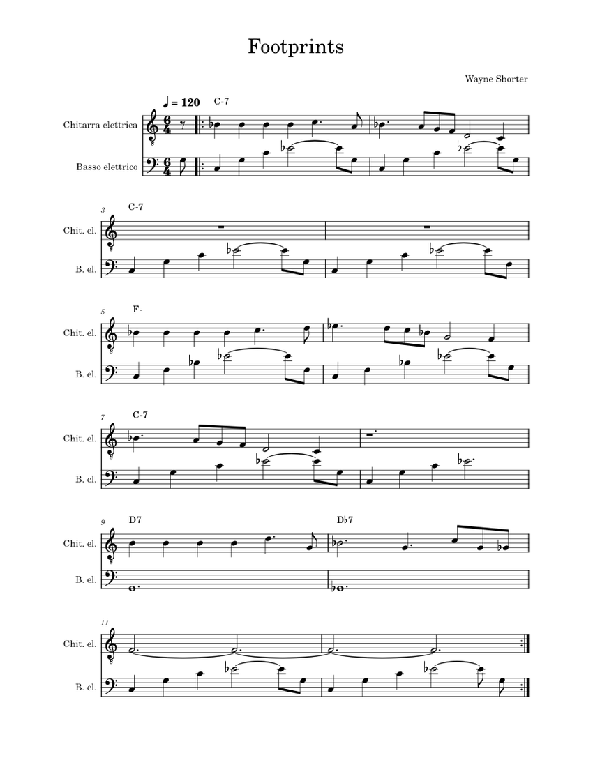 Footprints – Wayne Shorter Sheet Music with Chords for Guitar, Bass ...