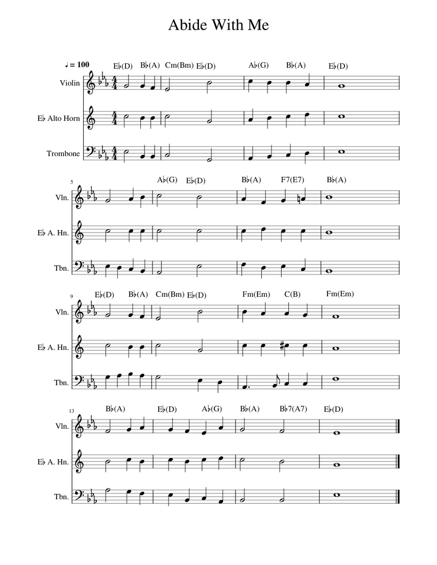 Abide With Me Sheet music for Trombone, Violin, Alto horn (Mixed ...