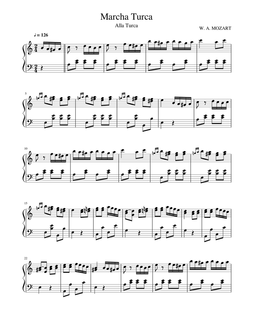 Marcha Turca Sheet Music for Piano (Solo) | MuseScore.com