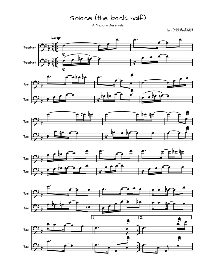 Solace – Scott Joplin Solace Back Half Duet Sheet Music for Trombone (Brass Duet) | MuseScore.com