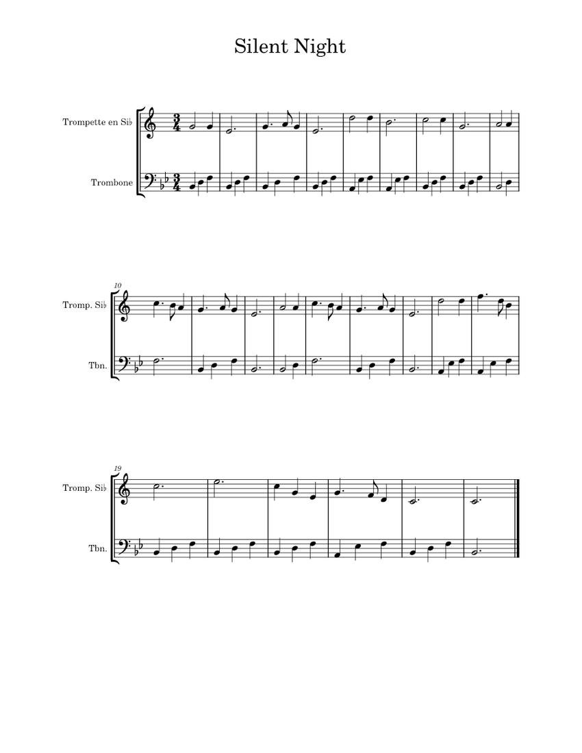 Silent night – Misc Christmas Silent Night Sheet music for Trombone ...