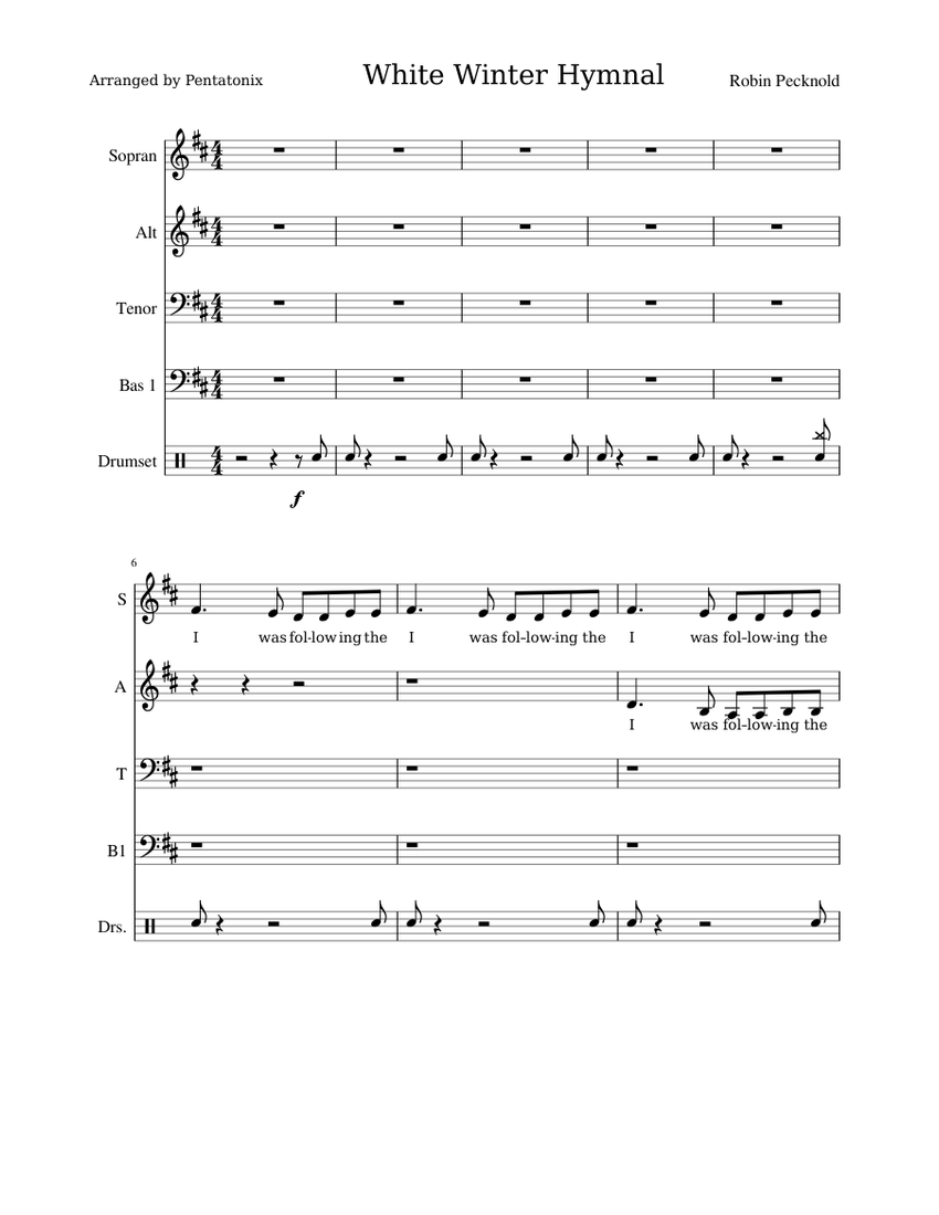 White Winter Hymnal Ptx Sheet music for Drum group (Solo) | Musescore.com