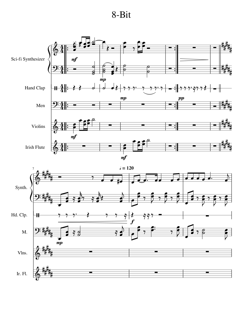 8 Bit Sheet music for Male, Strings group, Synthesizer, Flute other ...