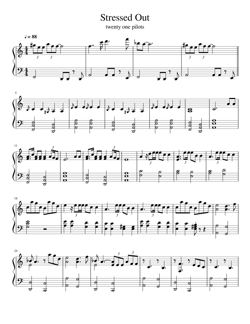 Stressed Out Sheet Music for Piano (Solo) | MuseScore.com