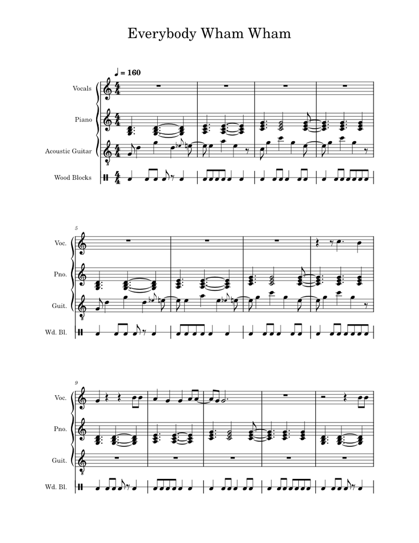 Everybody Wham Wham – Bonte Avond Sheet music for Piano, Guitar ...
