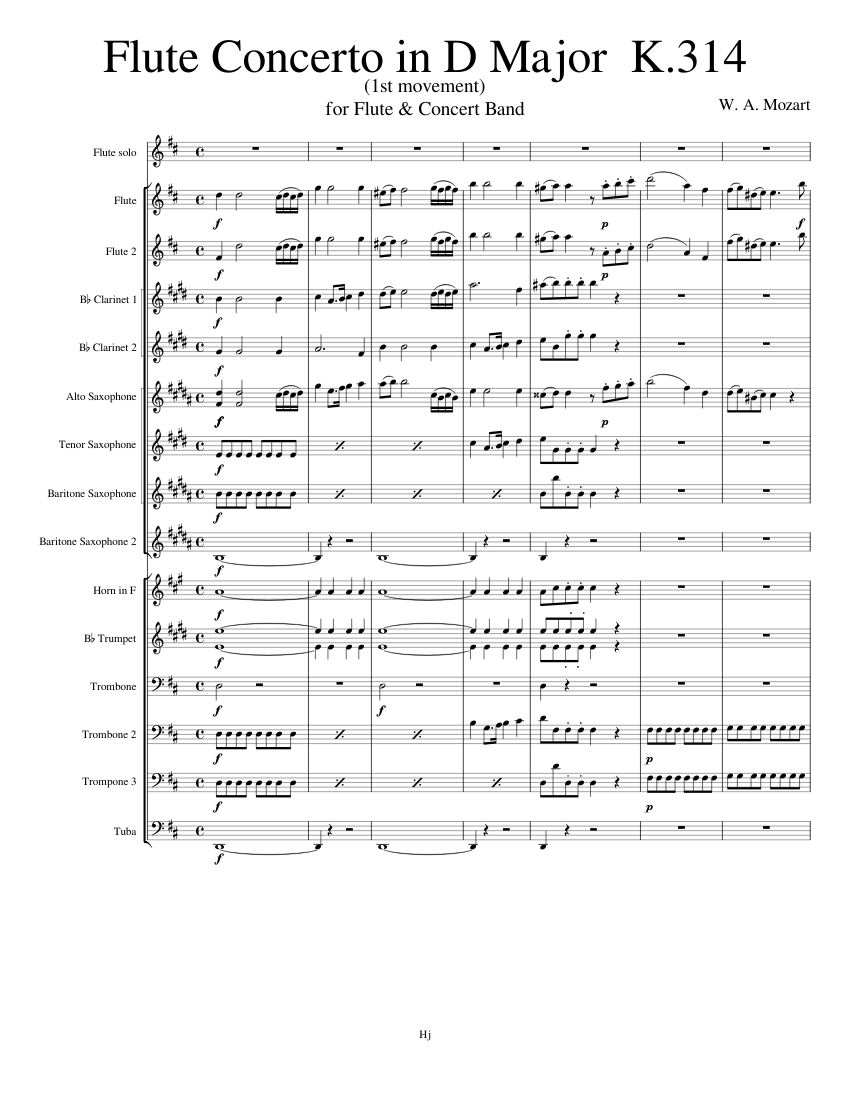 Flute Concerto in D Major K.314 Sheet music for Trombone, Tuba, Flute ...