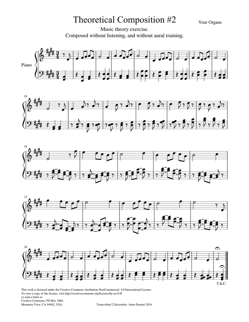 Theoretical Composition #2 Sheet music for Piano (Solo) Easy ...