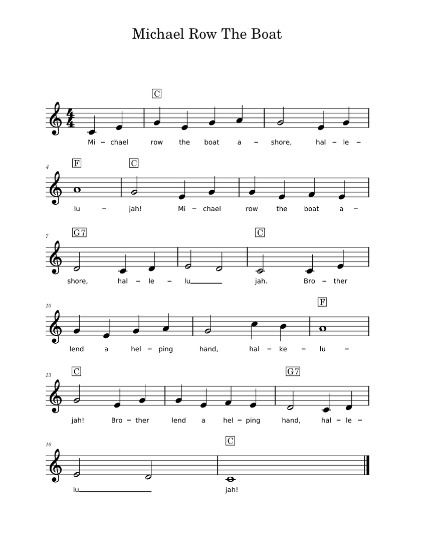 Michael Row the Boat Ashore – Misc Traditional Michael Row The Boat ...