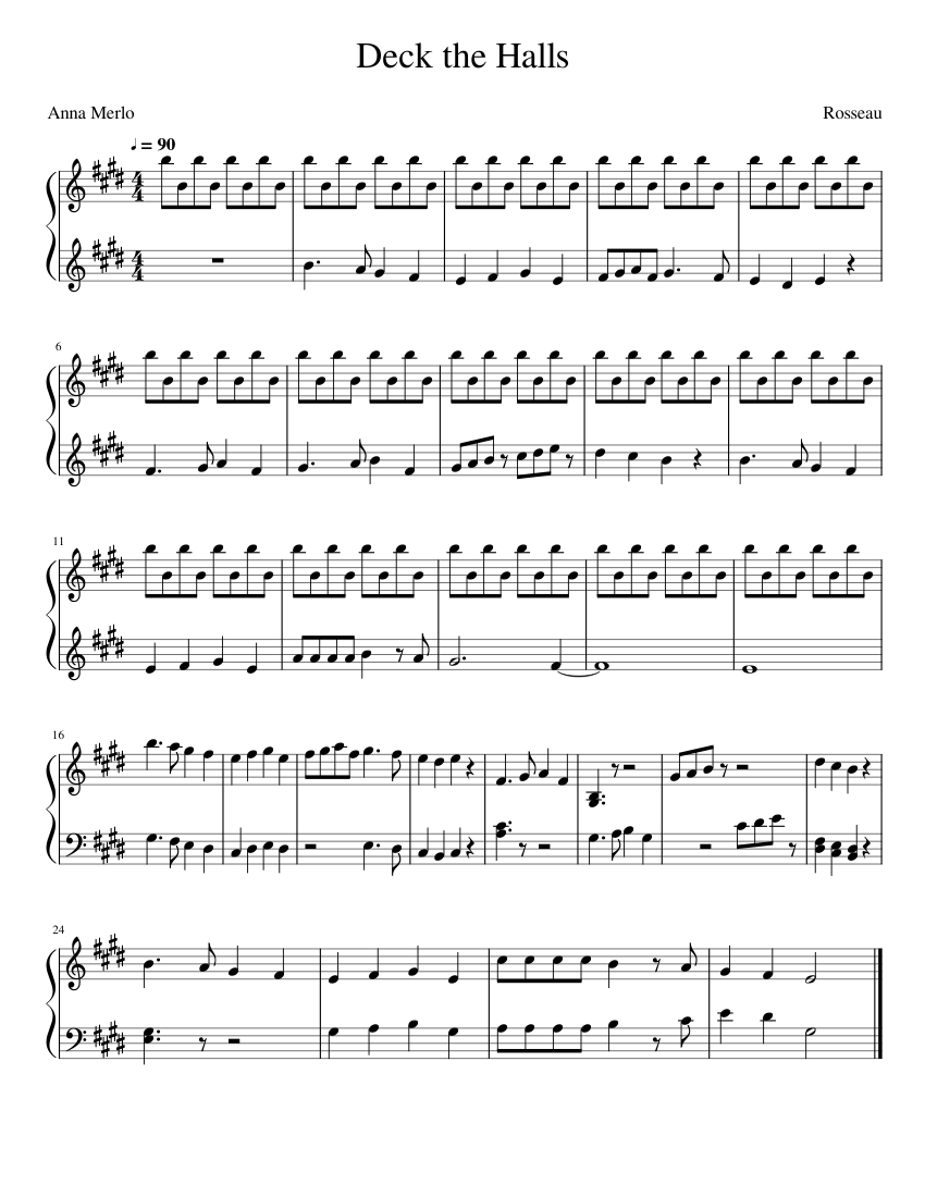Deck the Halls Sheet Music for Piano (Solo) easy | MuseScore.com