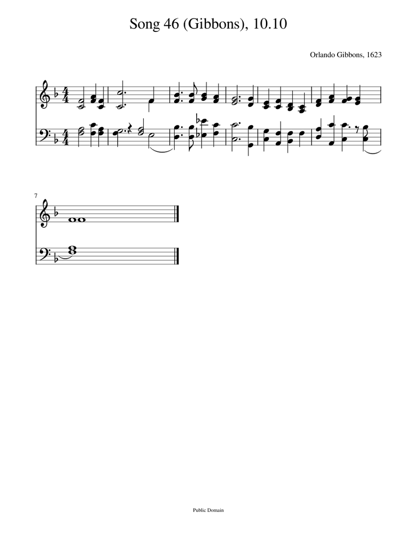 Song 46 - Orlando Gibbons Sheet Music for Piano (Piano Duo) | MuseScore.com