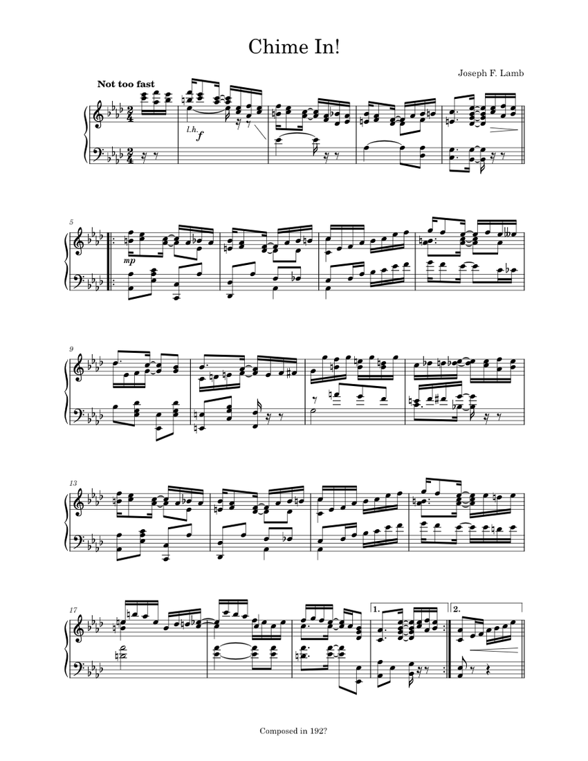 Chime In! (© 1959) Sheet Music for Piano (Solo) | MuseScore.com