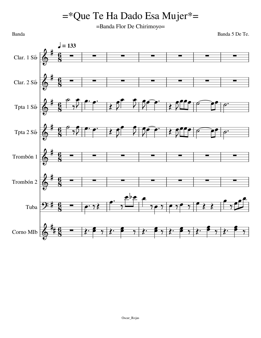 Que Te Ha Dado Esa Mujer Sheet Music For Trombone Tuba Clarinet