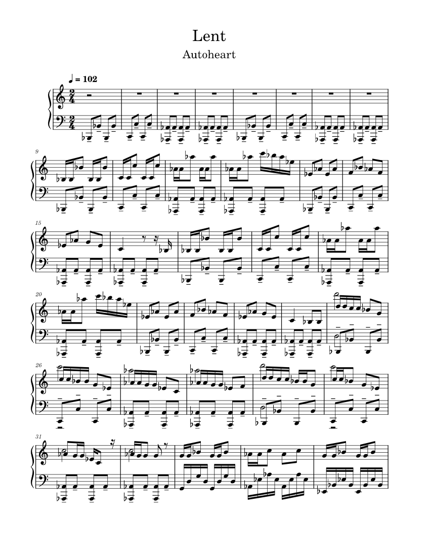 Lent – Autoheart Sheet Music for Piano (Solo) | MuseScore.com