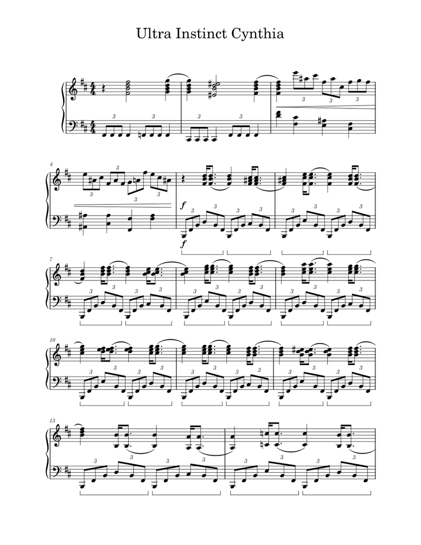 Ultra Instinct Cynthia Sheet music for Piano (Solo) | Musescore.com
