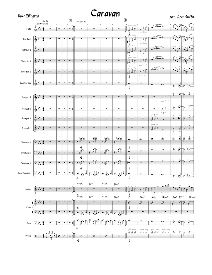 Caravan – Duke Ellington Caravan Sheet Music with Chords for Piano ...