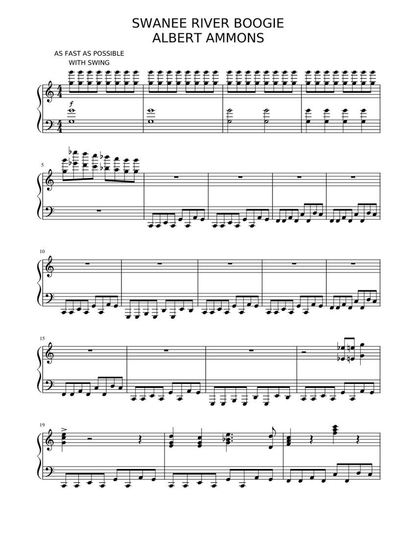 Swanee River Boogie HARD version Sheet music for Piano (Solo ...