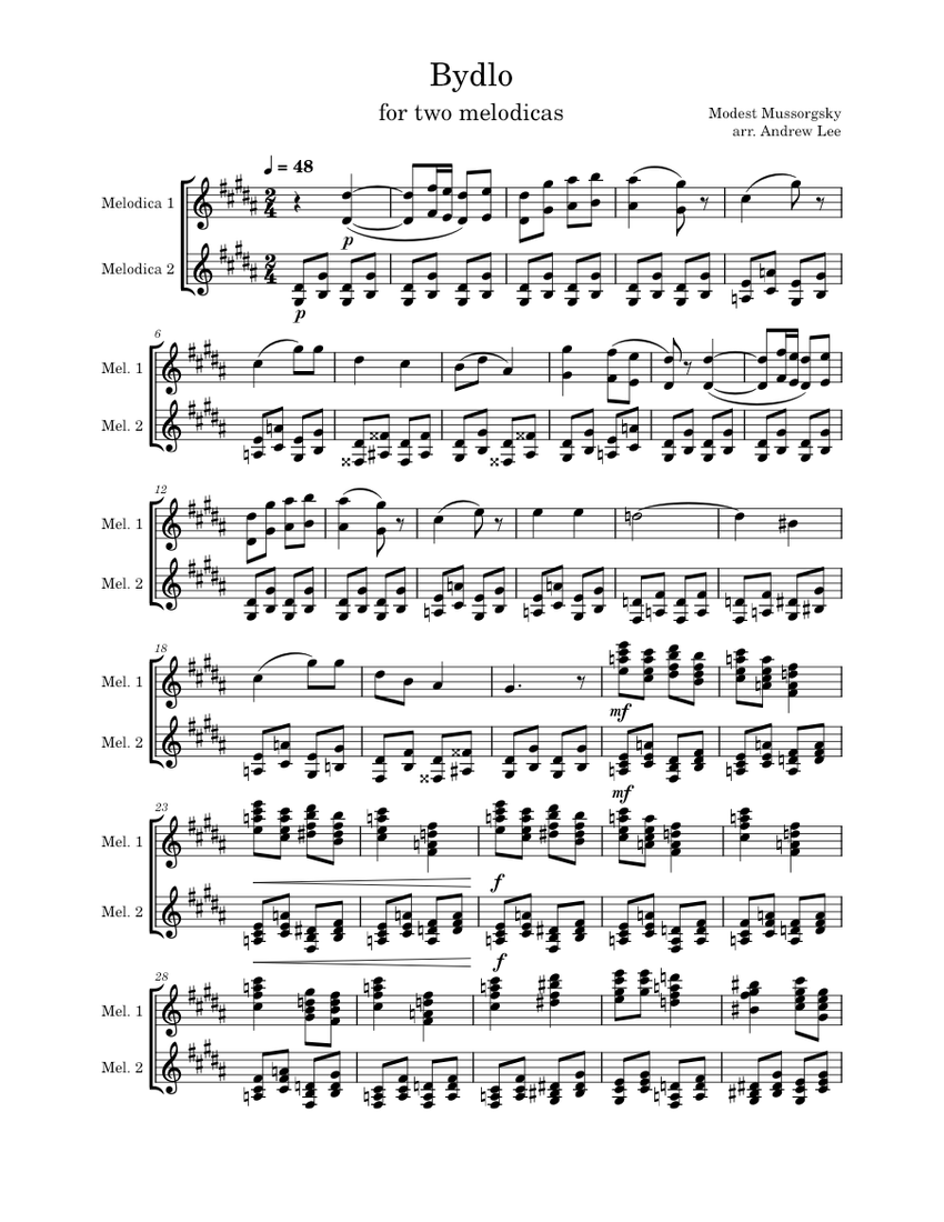 [2Melodica Arr.] Bydlo – Modest Mussorgsky Sheet music for Melodica ...