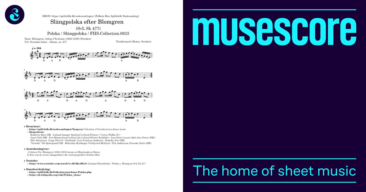 Slängpolska efter Blomgren (SvL Sk 477) (FHS.Collection.0815) Sheet ...