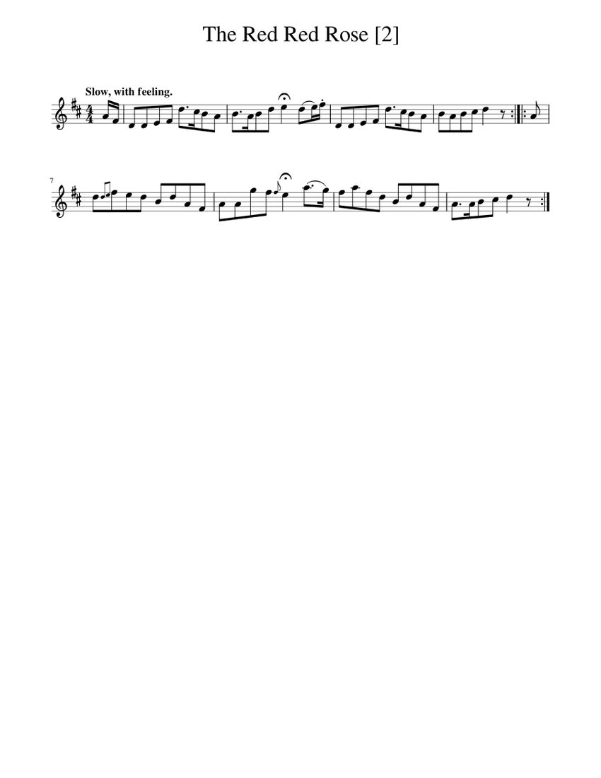The Red Red Rose Sheet music for Piano (Solo) | Musescore.com