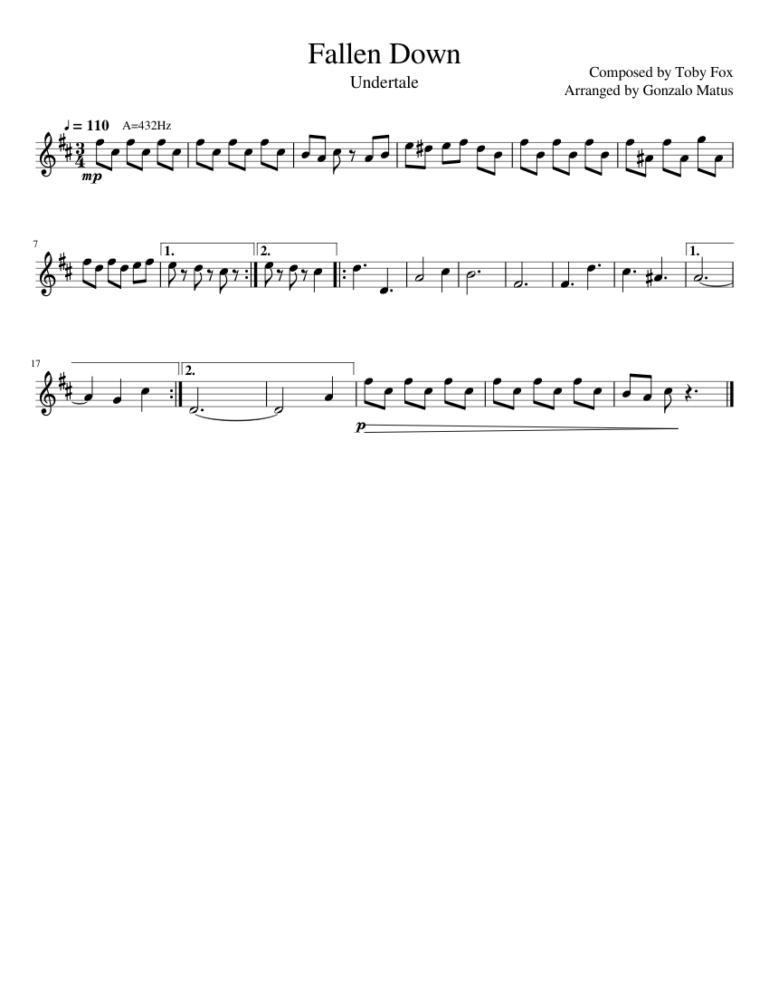 Fallen Down - Violin Solo Sheet music for Violin (Solo) | Musescore.com