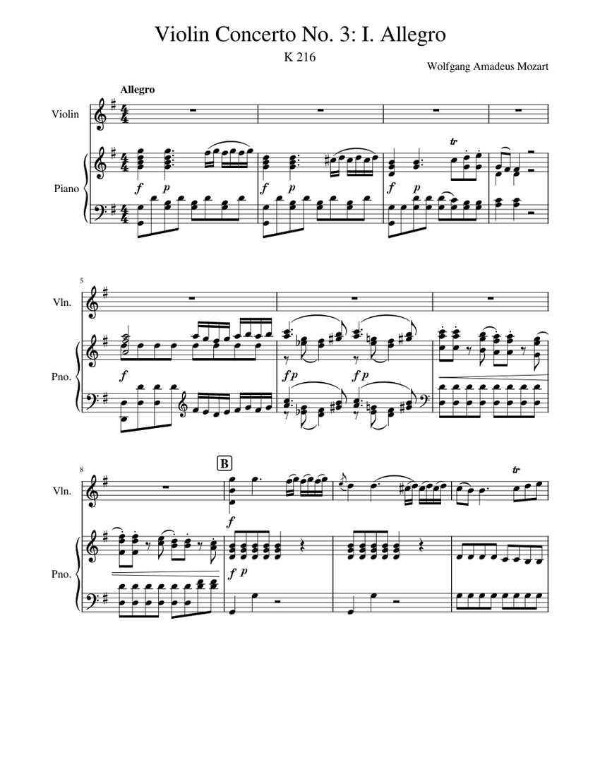 Violin Concerto No.3 in G major, K.216, I. Allegro – Wolfgang Amadeus ...