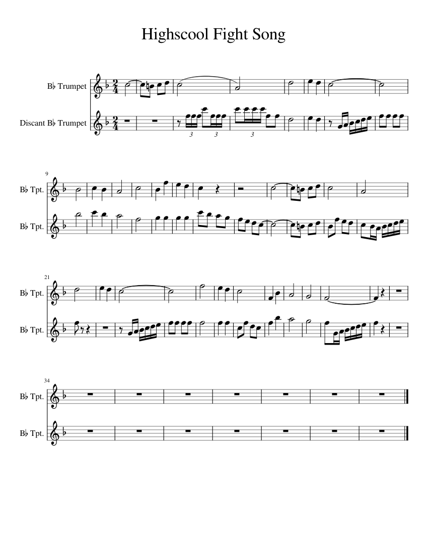 highscool fight song Sheet music for Trumpet in b-flat (Brass Duet ...