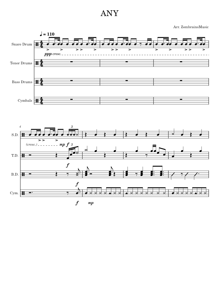 아니 (Any) – Stray Kids (스트레이 키즈) (Marching Percussion) Sheet music for ...
