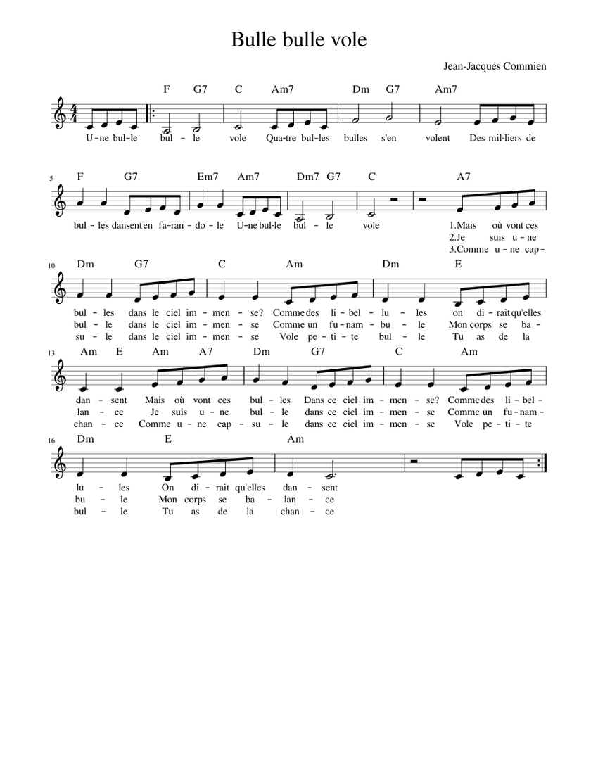 Bulle bulle vole Sheet music for Piano (Solo) | Musescore.com
