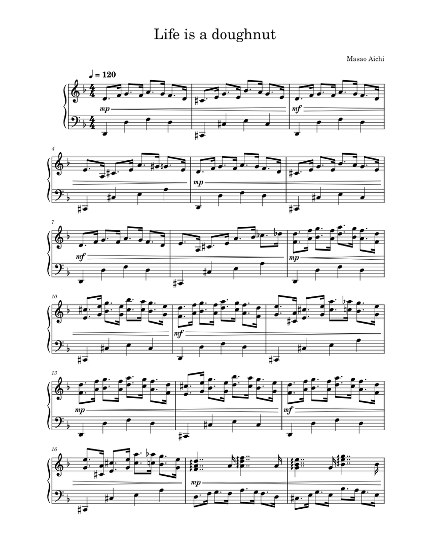 Life is a doughnut Sheet Music for Piano (Solo) | MuseScore.com
