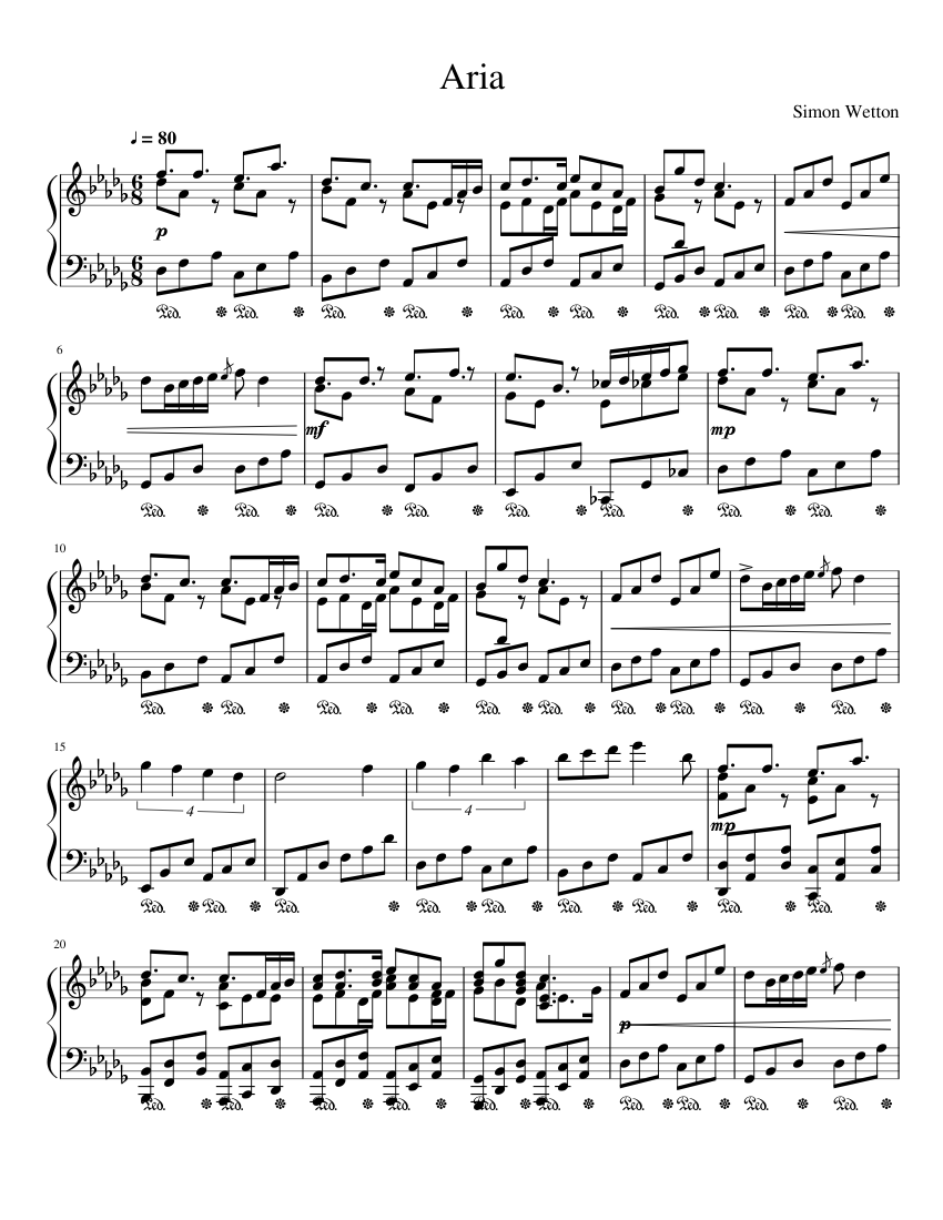 Aria Sheet music for Piano (Solo) | Musescore.com
