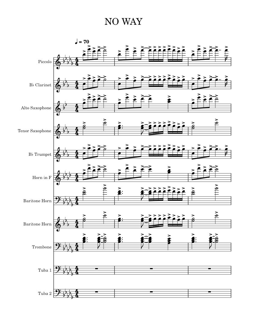 NO WAY Sheet music for Trombone, Tuba, Flute piccolo, Clarinet in b ...